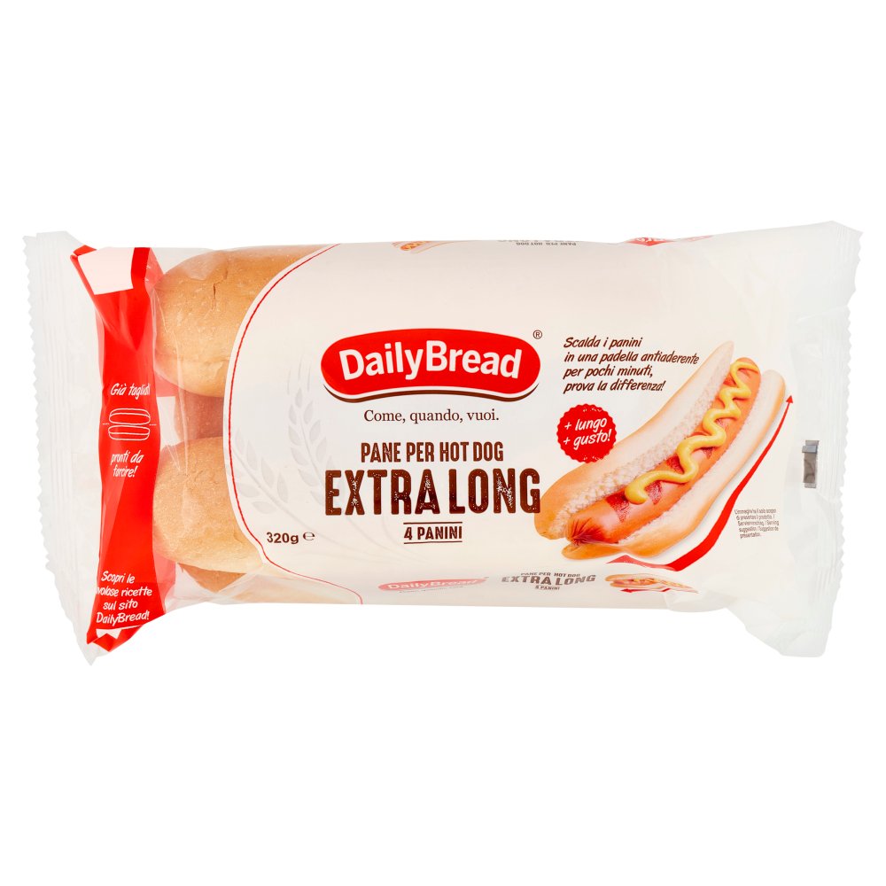 DailyBread Pane per Hot Dog Extra Long Panini 4 x 80 g - CIFO Cash & Carry